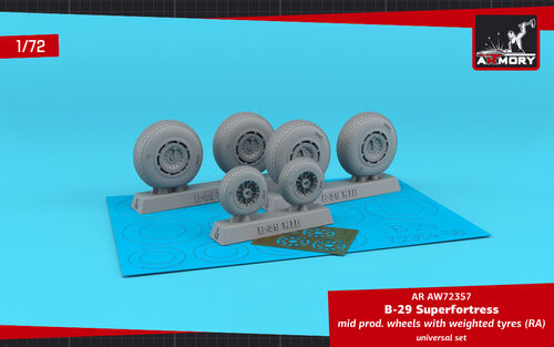 Armory Models Group AW72357 B-29 Superfortress mid production wheels w/ weighted tyres (RA) & PE hubcaps
