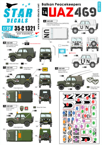 Star-Decals 35-C1321 UAZ-469 UN, IFOR, SFOR and KFOR markings in Bosnia and Kosovo