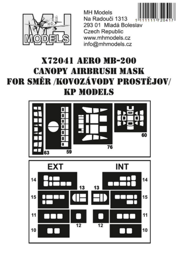 MH Models X72041 Aero MB-200 canopy airbrush mask