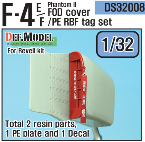 DEF Model DS32008 F-4E Phantom II FOD cover + PE RBF tag set (for Revell 1/32)