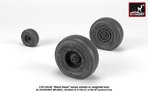 Armory Models Group AW35303 UH-60 Black Hawk wheels w/ weighted tires