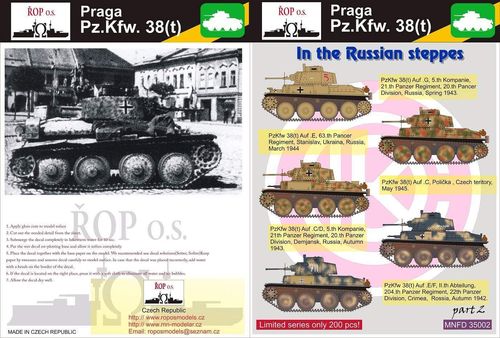 Ropos Models MNFDT35002 Praga Pz.Kpfw. 38(t) - In the Russian steppes