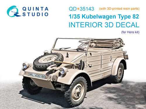 Quinta Studio QD+35143 Kubelwagen Type 82 3D-Printed & coloured Interior on decal paper (Hero) (with 3D-printed resin parts)