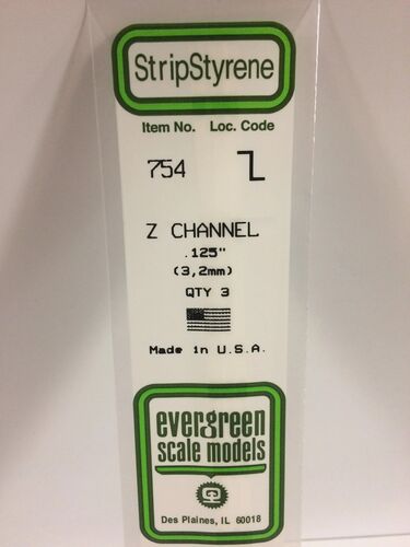 Evergreen 00754 Polystyrene "Z" Channels 3,2 mm (35 cm) (1 pc)