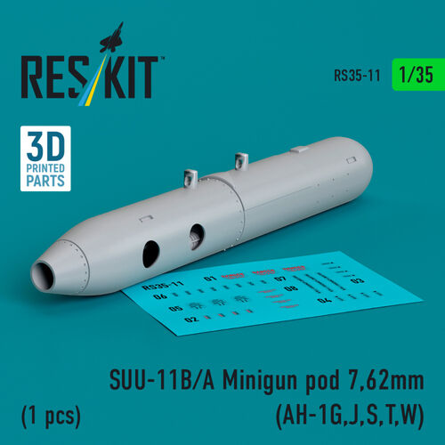 RES/KIT 35-0011 SUU-11B/A Minigun Pod 7,62mm (1 pc) (AH-1G/J/S/T/W) (3D Printed)