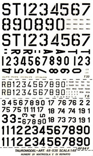 TAURO MODEL 48-535 RF-84 F / T-33 A and T-6 in AMI Service- Serials and Codes