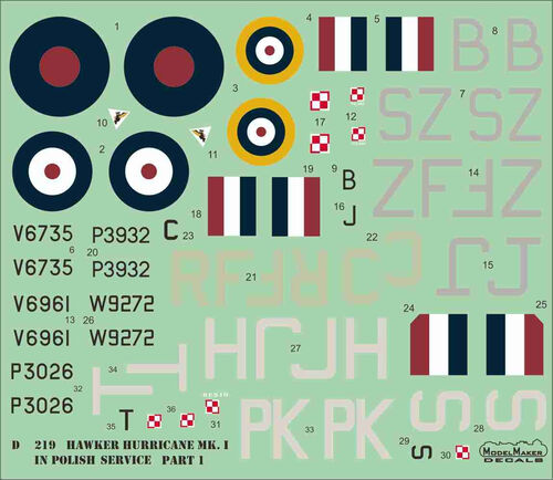 Model Maker Decals D72219 Hawker Hurricane Mk.I In Polish Service Part 1