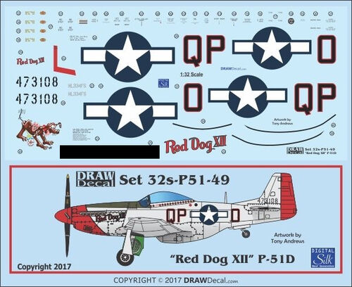 Draw Decal 32-P51-49 North American P-51 D - "Red Dog XII" Gathering of Mustangs and Legends