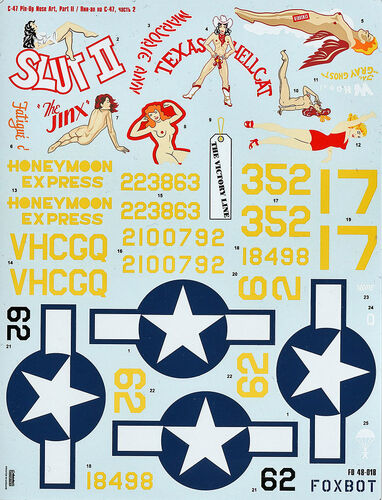 FOXBOT 48-018A Douglas C-47 Skytrain/Dakota Pin-Up Nose Art And Stencils (Part II, Stencils Not Included)