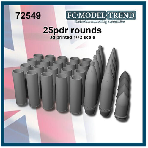 FC ModelTrend 72549 Rounds for Ordnance QR 25pdr Howitzer (3D-printed)