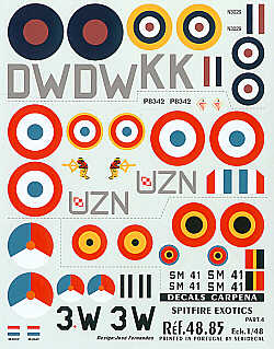 Colorado / Carpena Decals 48085 International Supermarine Spitfire Part 4 (4 schemes)