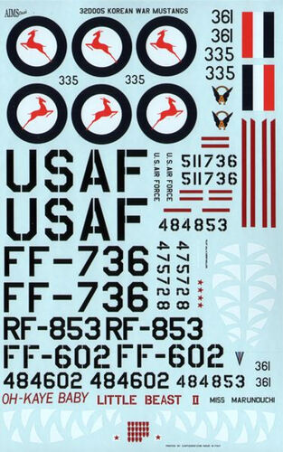 Aims 32D005 Korean War North American F-51 Mustangs (6 schemes)