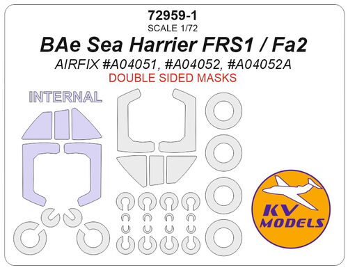 KV Models 72959-1 BAe Sea Harrier FRS1 / FA2 (AIRFIX #A04051, #A04052, #A04052A) - Double Sided And Wheels Masks