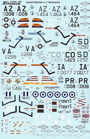 Xtradecal 72090 Vought A-7 K Corsair Twosair (12 schemes)