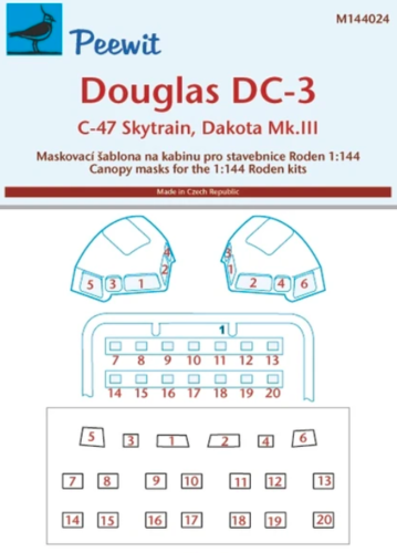 Peewit 144024 Canopy mask for DC-3 / C-47 Skytrain / Dakota Roden