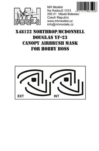 MH Models X48122 Northrop/McDonnell Douglas YF-23 canopy airbrush mask for Hobby Boss