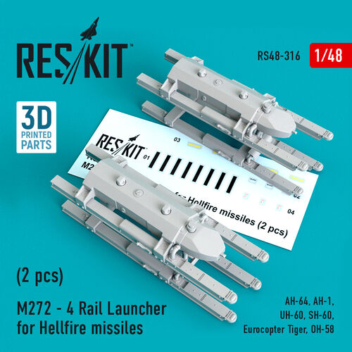 DISCONTINUED RES/KIT 48-0316 M272 - 4 Rail Launcher for Hellfire missiles (2 pcs) (AH-64, AH-1, UH-60, SH-60, Eurocopter Tiger, OH-58)