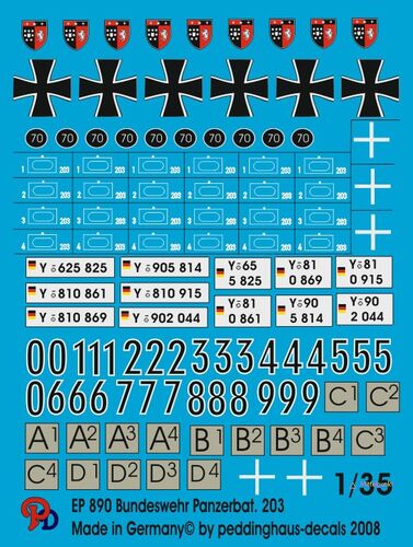 Peddinghaus-Decals 0890 Bundeswehr Tank Battalion No. 203