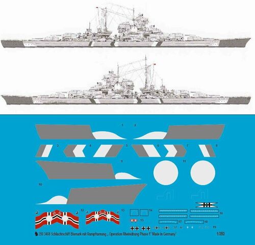 Peddinghaus-Decals 3468 Schlachtschiff Bismarck With Body Camouflage "Operation Rheinübung Phase 1"