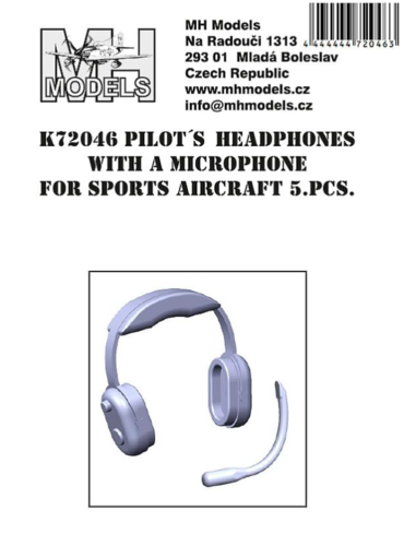 MH Models K72046 Pilot´s headphones with a microphone for sports aircraft