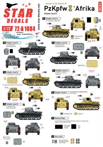 Star-Decals 72-A1084 Panzer in the Desert # 1. PzKpfw I Ausf A