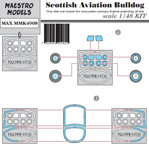 Maestro Models K4908 Bulldog canopy paint mask