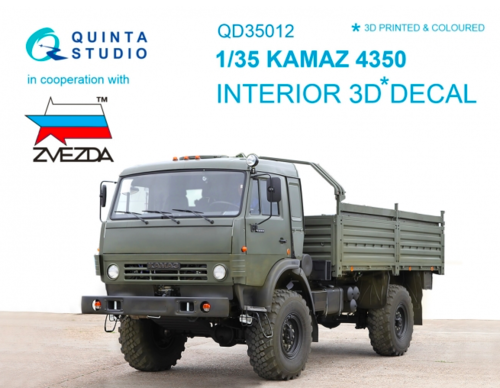 Quinta Studio QD35012 KAMAZ 4350 Mustang Family 3D-Printed and coloured Interior on decal paper
