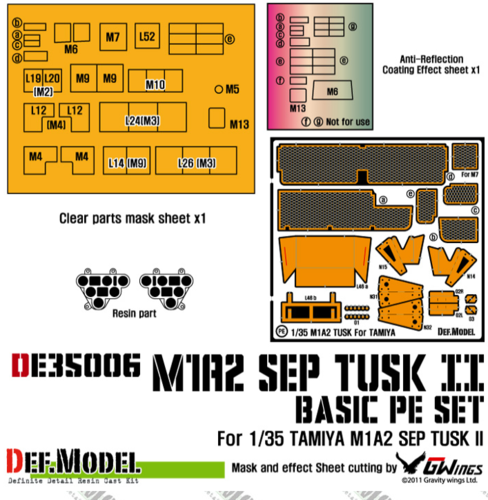 DEF Model DE35006 M1A2 Tusk Basic PE set with Mask seal (for Tamiya 1/35)