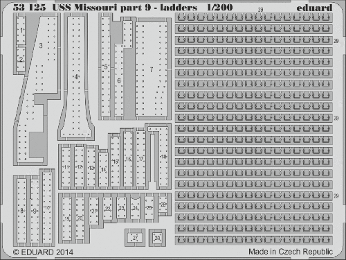Eduard 53125 USS Missouri part 9 - ladders Trumpeter