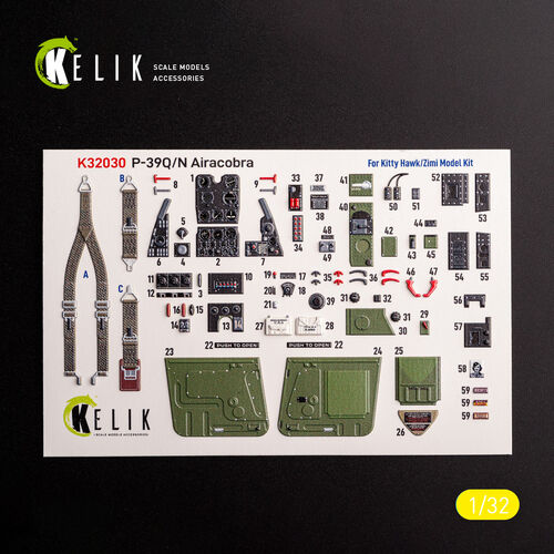 KELIK K32030 P-39Q/N - Interior 3D Decals For Kitty Hawk/Zimi Models Kit