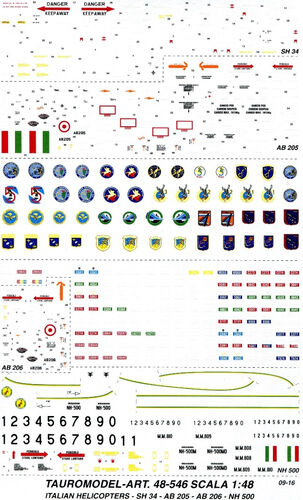 TAURO MODEL 48-546 AB.206 / SH-34 / AB.205 and NH-500 - Data Stencillings and Insignia