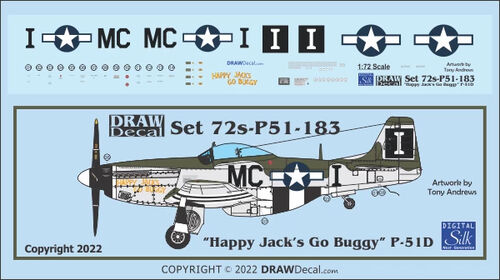 Draw Decal 72-P51-183 North American P-51 D - "Happy Jack's Go Buggy"
