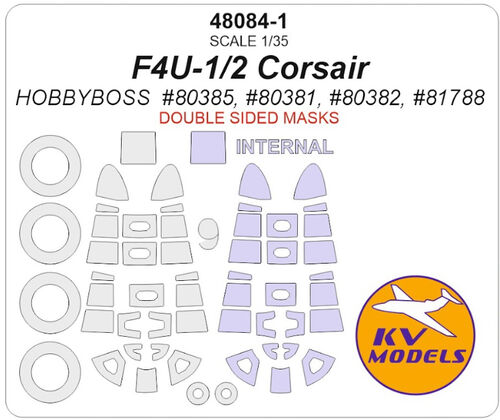 KV Models 48084-1 F4U-1/2 Corsair (Double-Sided) And Wheels Masks