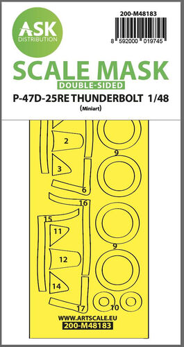 Art Scale Kit M48183 Republic P-47 D-25 RE Thunderbolt - double-sided express fit mask (for MiniArt kits)