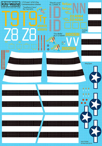 Kits World 172206 Douglas C-47 A Dakota ("Southern Cross" and "Tico Belle" and others)
