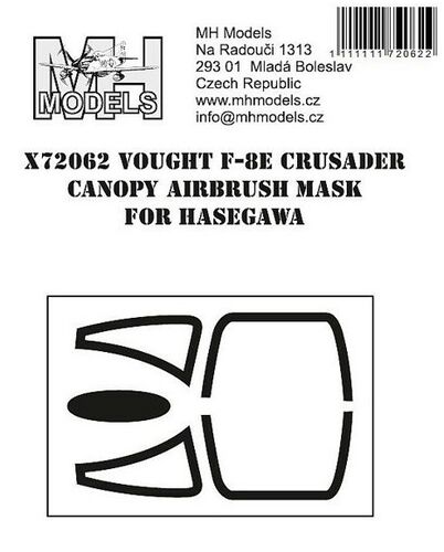 MH Models X72062 Vought F-8E Crusader canopy airbrush mask HASEGAWA