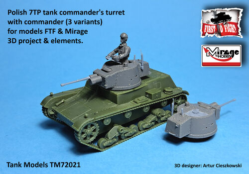 Tank Models Hobby Shop TM72021 Polish 7TP Tank Commander's Turret With Commander (3 Variants) (For FTF/Mirage)