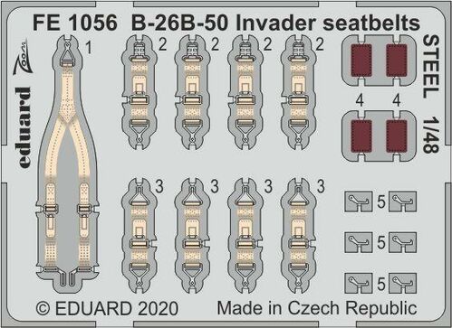 Eduard FE1056 B-26B-50 Invader seatbelts STEEL ICM