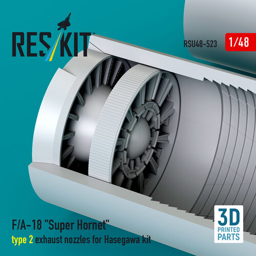 RES/KIT U48-0523 F/A-18 'Super Hornet' Type 2 Exhaust Nozzles For Hasegawa Kit (3D Printed)