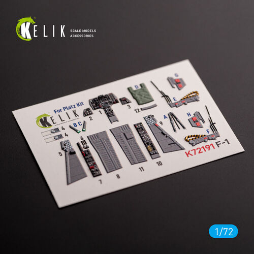 KELIK K72191 F-1 Support Fighter - Interior 3D Decals For Platz Kit