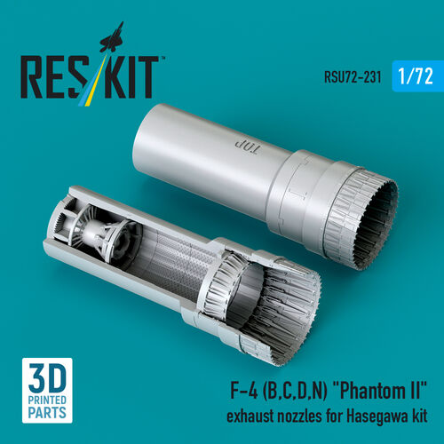 RES/KIT U72-0231 F-4 (B, C, D, N) 'Phantom II' Exhaust Nozzles For Hasegawa Kit (3D Printed)