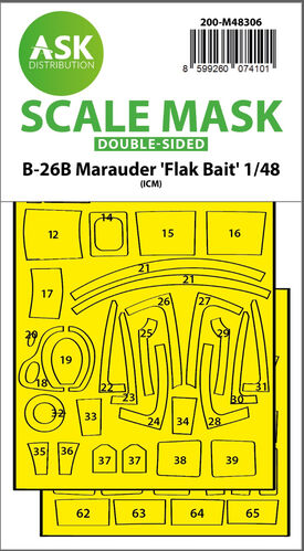 Art Scale Kit M48306 B-26B Marauder 'Flak Bait' Double-Sided Express Fit Mask For ICM