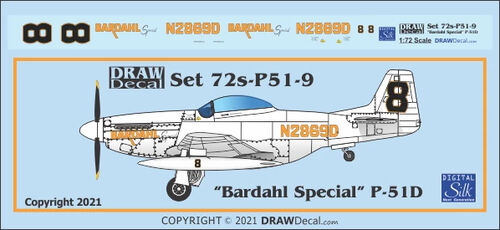 Draw Decal 72-P51-09 North American P-51 D - "Bardahl Special" (1964 Version)