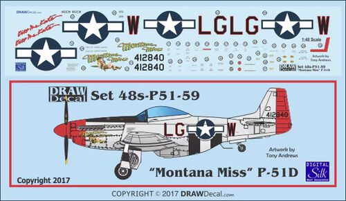 Draw Decal 44-P51-59 North American P-51 D - "Montana Miss" Gathering of Mustangs and Legends