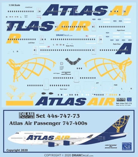 Draw Decal 44-747-73 Boeing 747-400 - Atlas Air Passenger