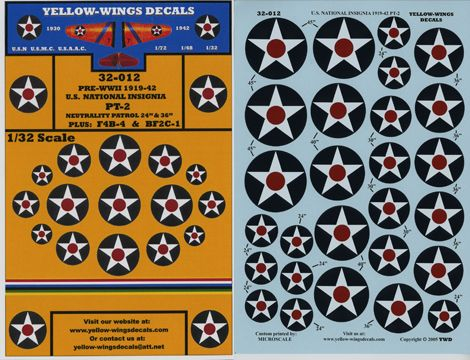 Yellow Wings 32012 US National Insignia (Part 2) - Suitable for Curtiss BF2C-1 and Boeing F4B-4