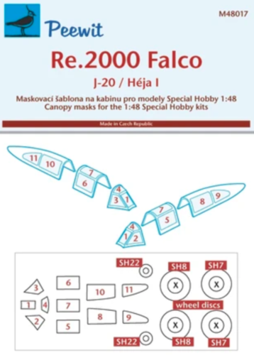 Peewit 48017 Canopy mask for Reggiane Re.2000 Falco Special Hobby