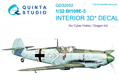 Quinta Studio QD32052 Bf 109E-3 3D-Printed and coloured Interior on decal paper