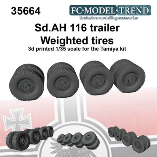 FC ModelTrend 35664 Sd.AH 116 German WWII trailer weighted wheels