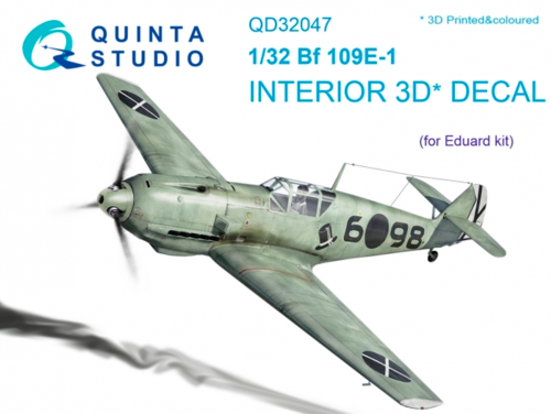 Quinta Studio QD32047 Bf 109E-1 3D-Printed and coloured Interior on decal paper